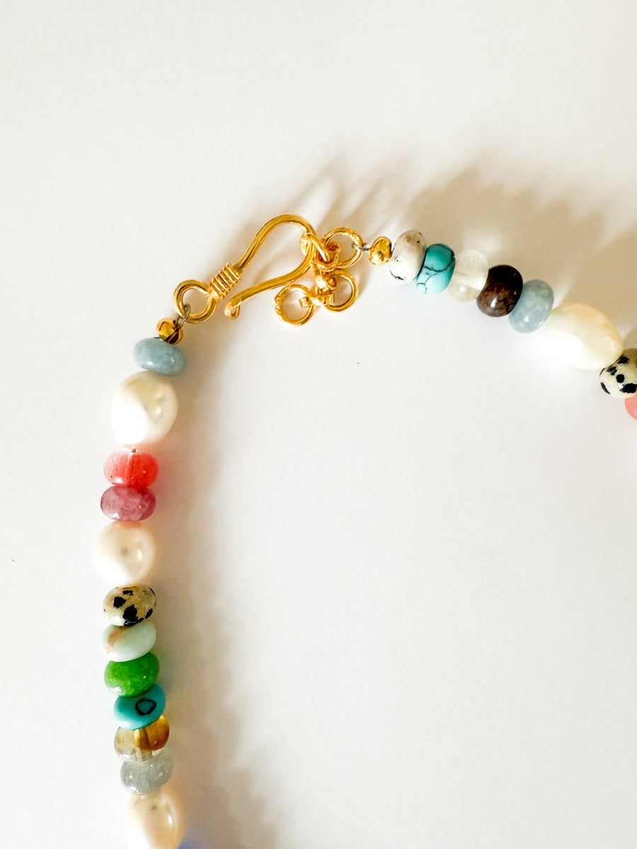 Mix of Gemstones and Fresh Water Pearls Necklace – M+H Beads