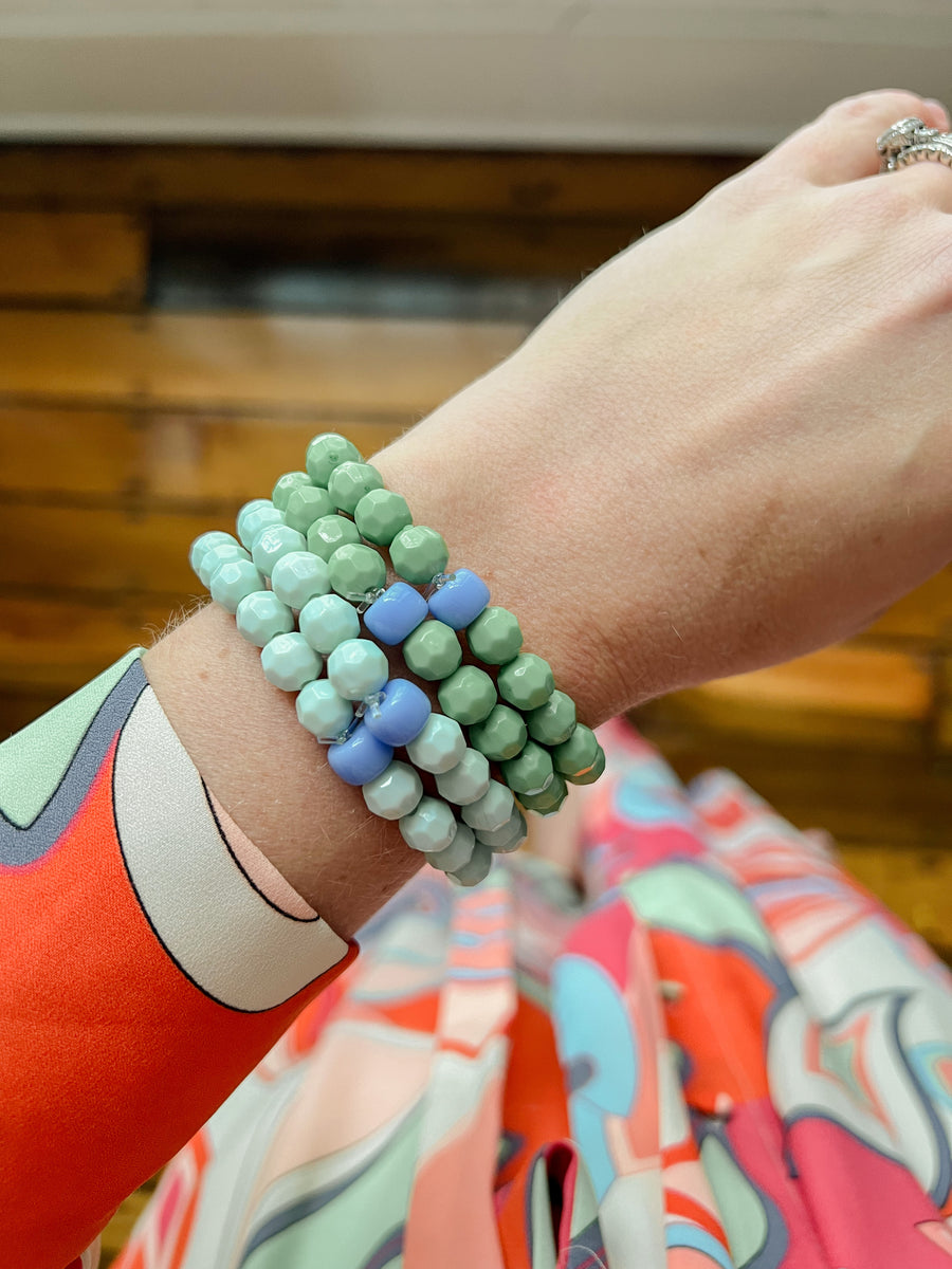 Lime and Turquoise Faceted Acrylic Bracelet – M+H Beads